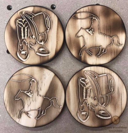 Western Themed Coasters - Cross Woodshop Creations