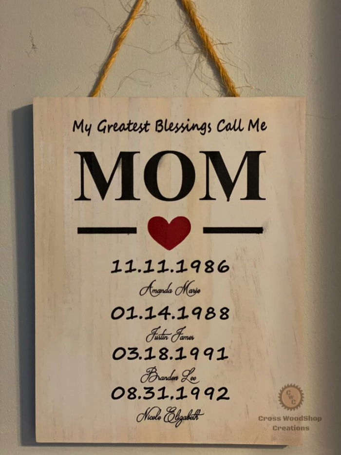 Greatest Blessings Mom Sign - Cross Woodshop Creations