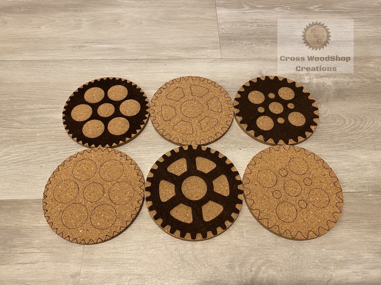 Gear Cork Coasters | Cross Woodshop Creations